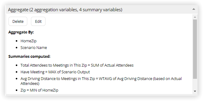 Defining an Aggregation for a Derived Dataset