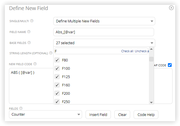 Create Multiple New Fields at Once